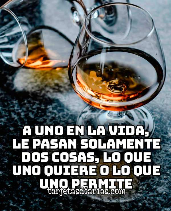 A UNO EN LA VIDA LE PASAN SOLAMENTE DOS COSAS, LO QUE UNO QUIERE O LO ...