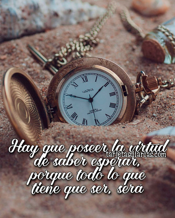 HAY QUE POSEER LA VIRTUD DE SABER ESPERAR, PORQUE TODO LO QUE TIENE QUE ...