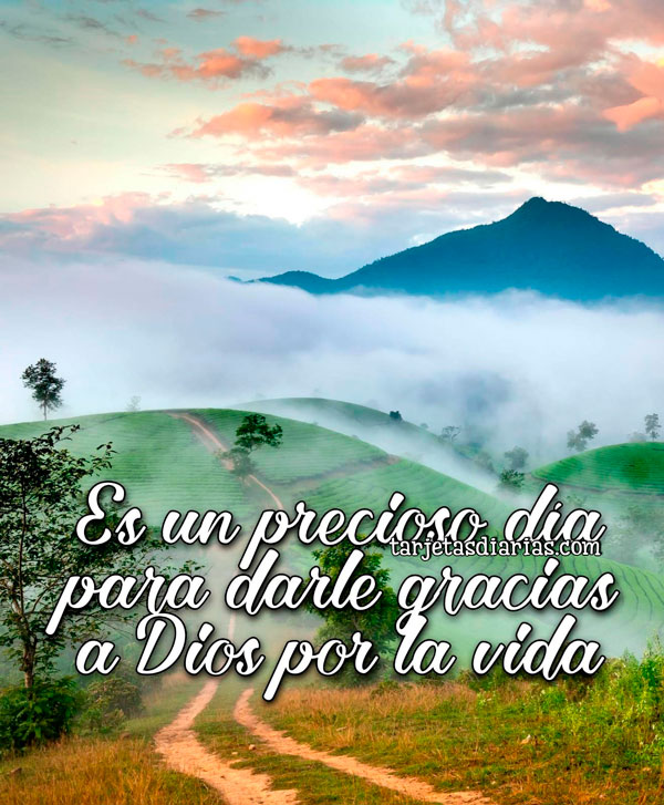 ES UN PRECIOSO DÍA PARA DARLE GRACIAS A DIOS POR LA VIDA - Tarjetas Diarias