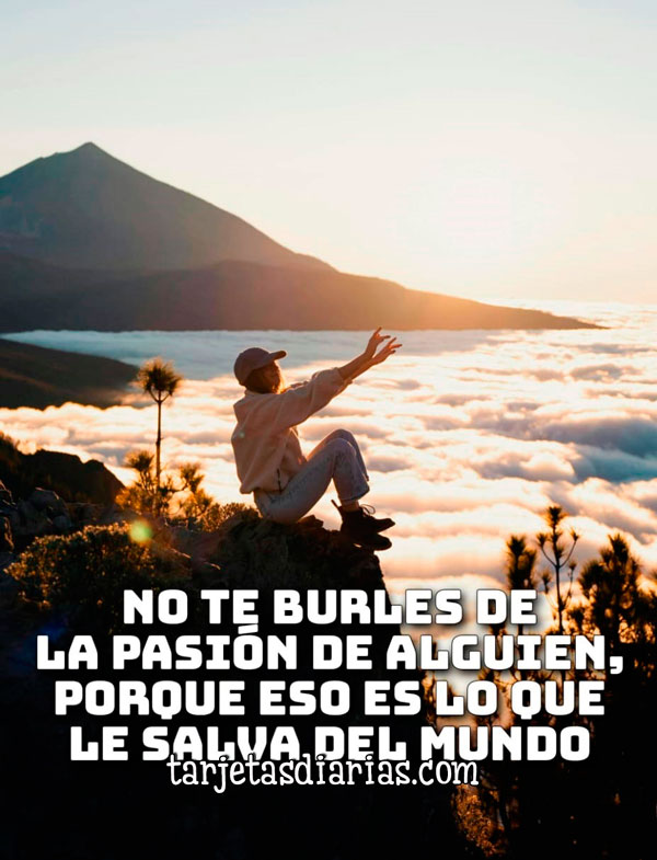 NO TE BURLES DE LA PASIÓN DE ALGUIEN, PORQUE ESO ES LO QUE LE SALVA DEL MUNDO - Tarjetas Diarias