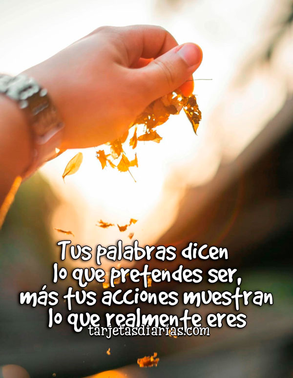 TUS PALABRAS DICEN LO QUE PRETENDES SER, MÁS TUS ACCIONES MUESTRAN LO ...