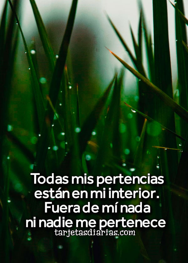 TODAS MIS PERTENENCIAS ESTÁN EN MI INTERIOR. FUERA DE MÍ NADA NI NADIE ...
